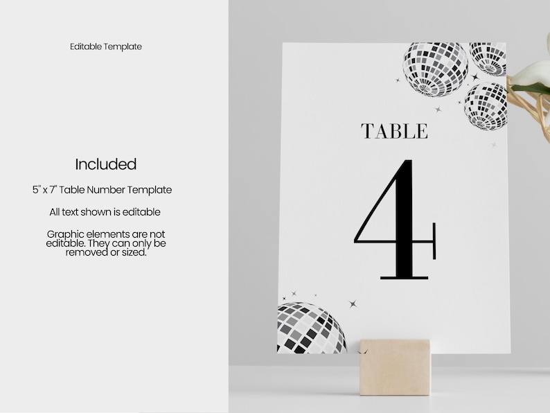 Disco Table Number | Disco Birthday Party & Bridal Shower Table Number ...