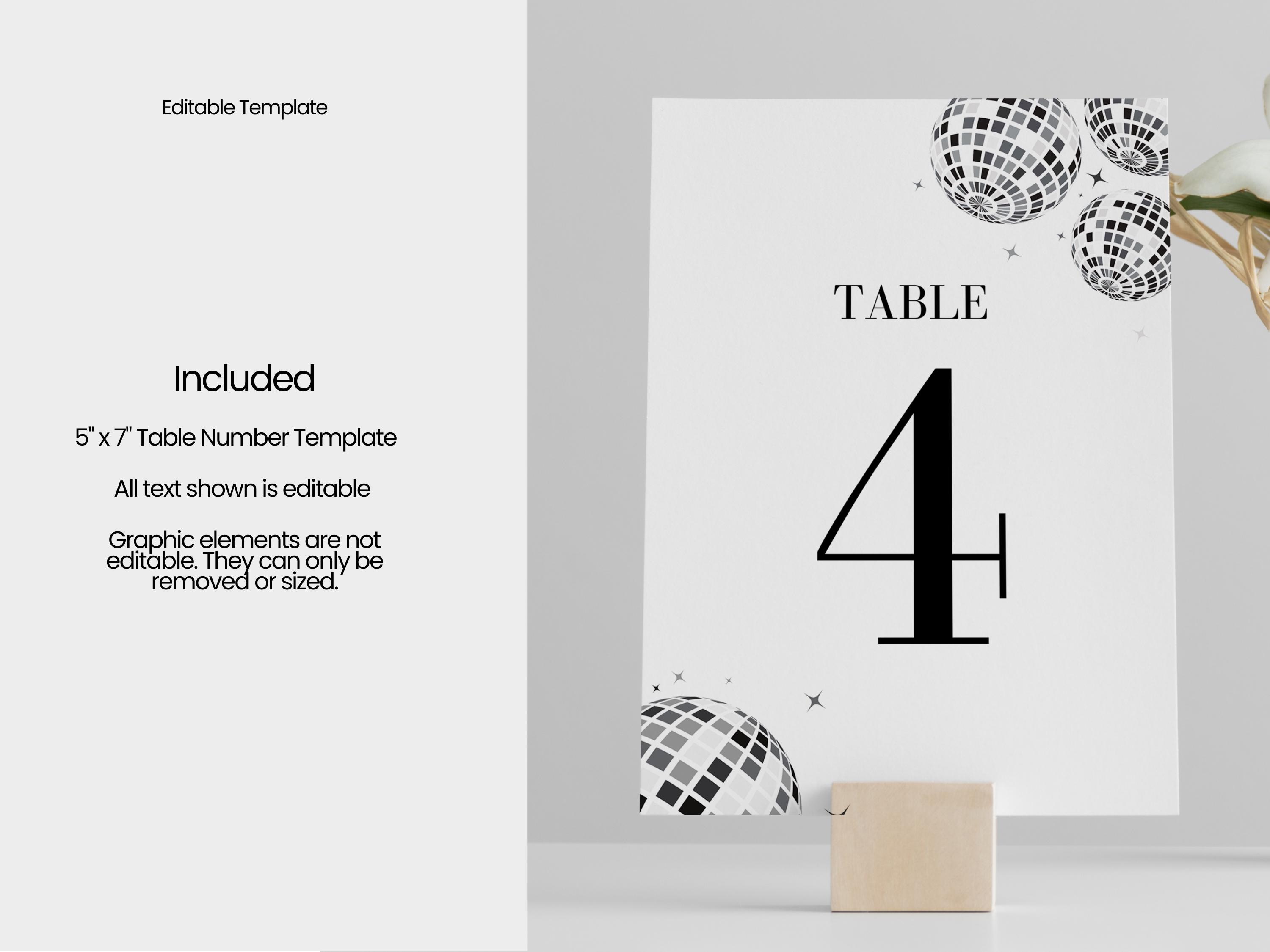 Disco Table Number | Disco Birthday Party & Bridal Shower Table Number ...