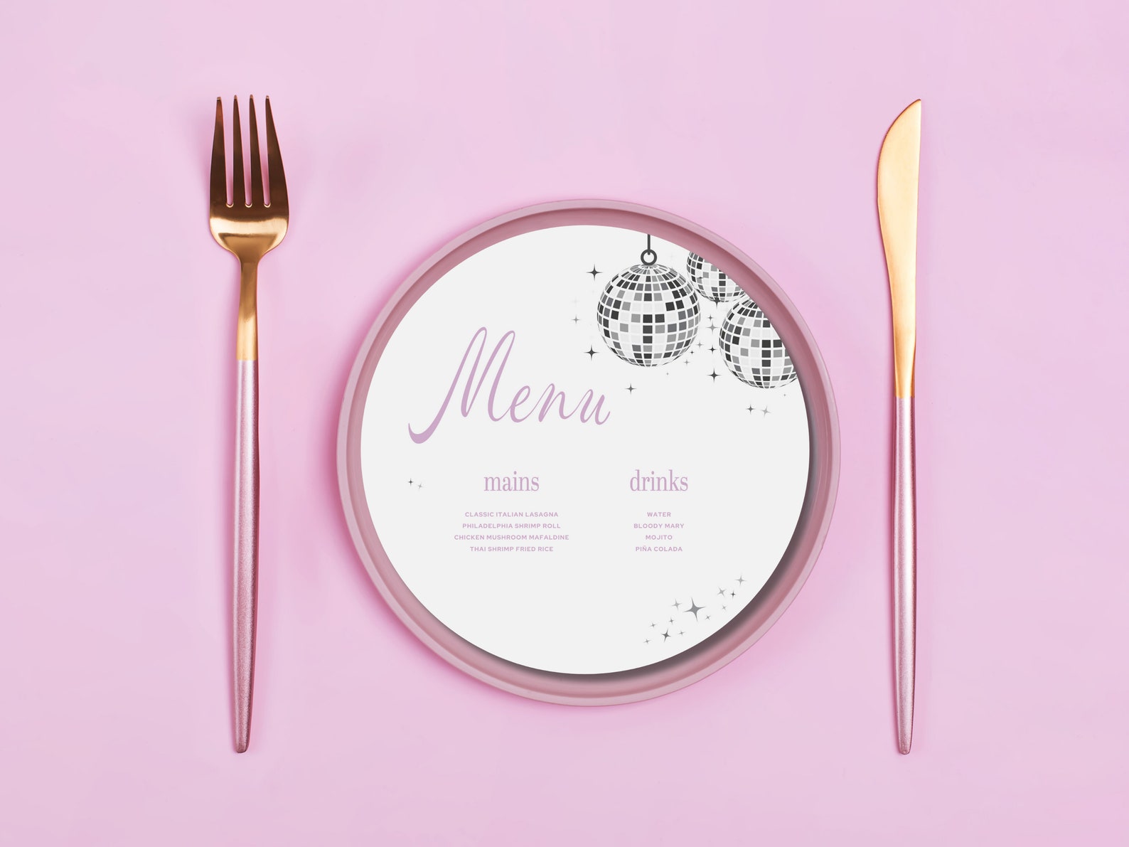Disco Menu Template, Round Menu Template, Disco Bridal Shower, 70s ...
