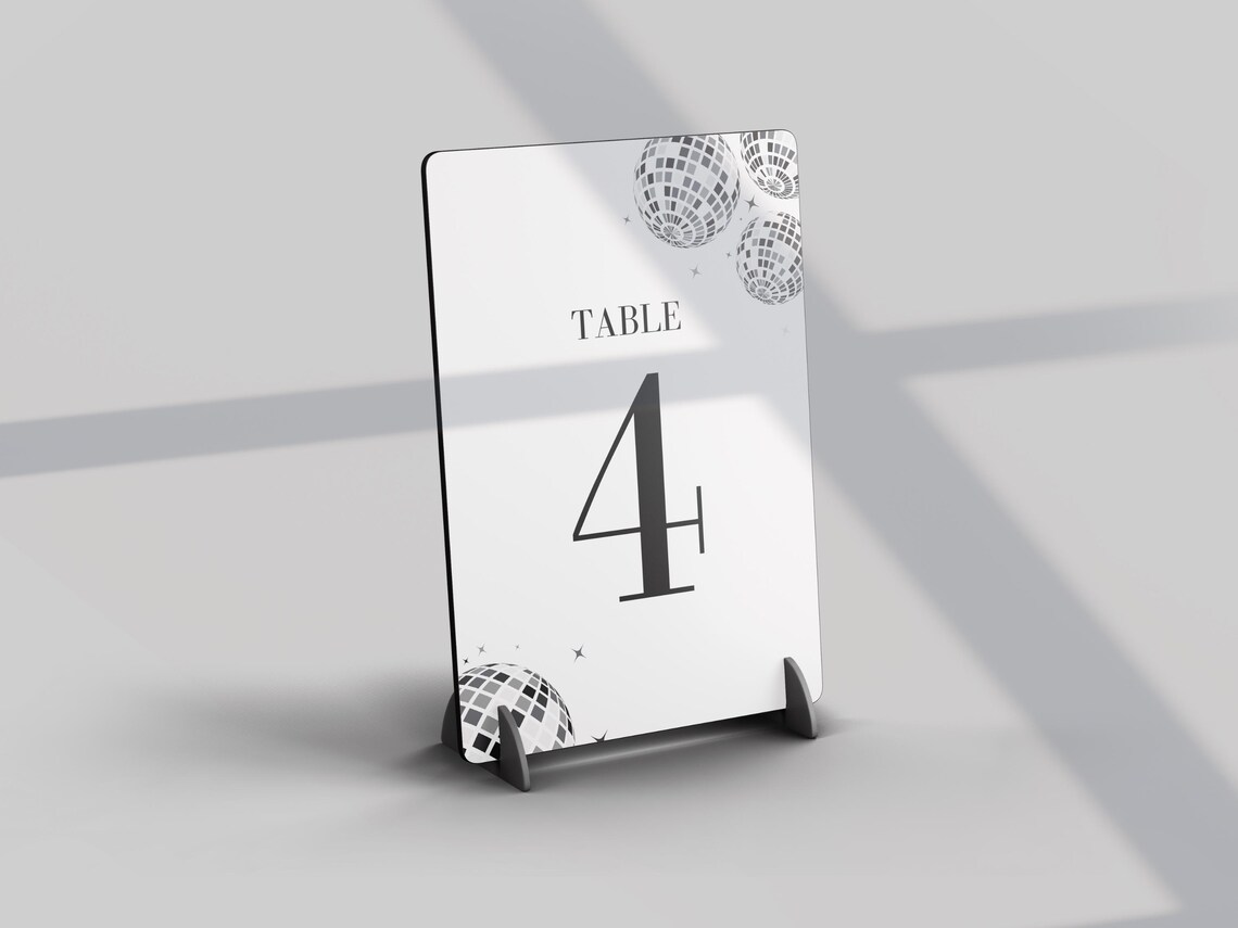 Disco Table Number | Disco Birthday Party & Bridal Shower Table Number ...