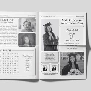 Graduation Newspaper Template - Announcement Newsletter, Printable Grad ...