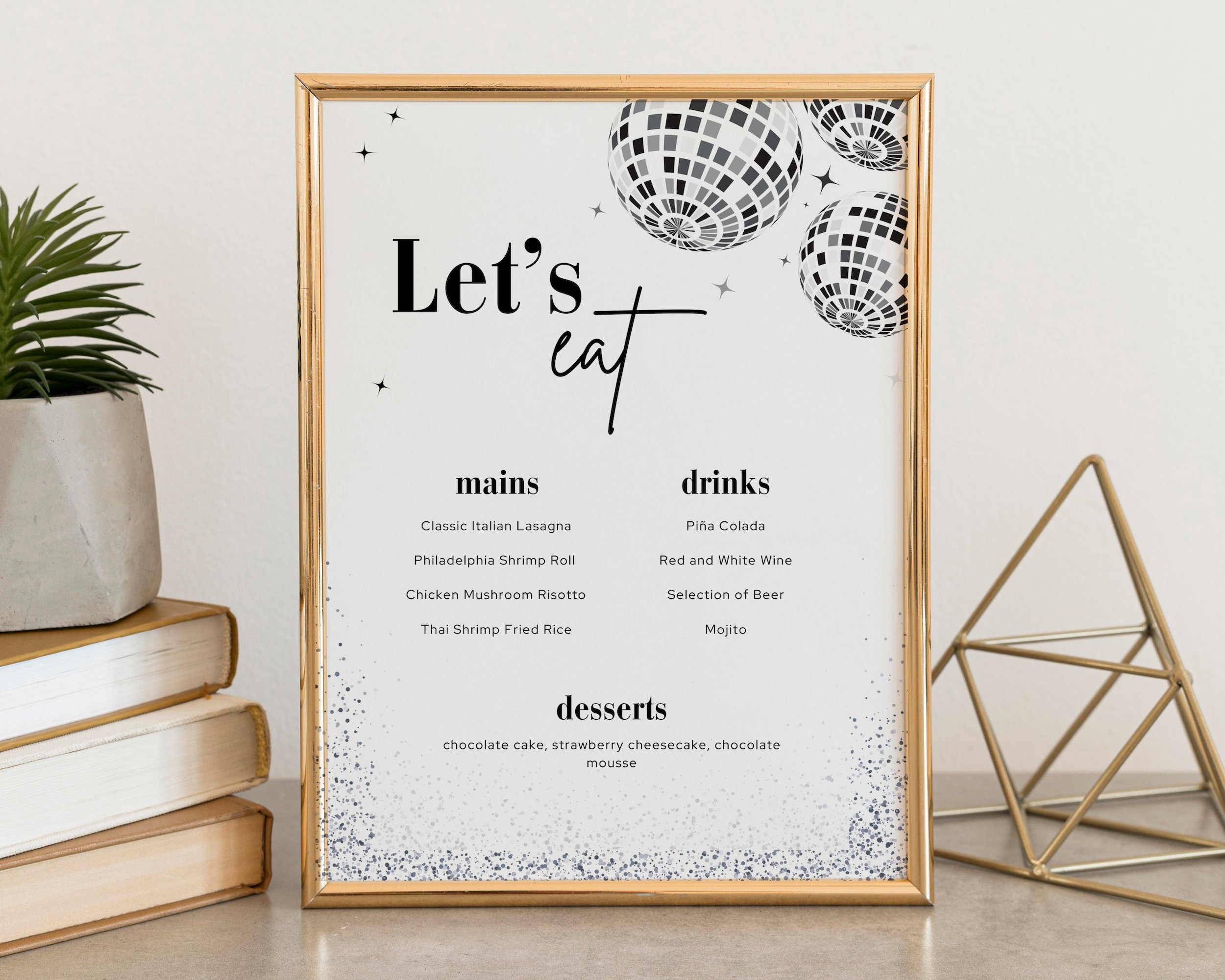 Disco Menu Template, Disco Menu Template, Disco Bridal Shower, 70s ...