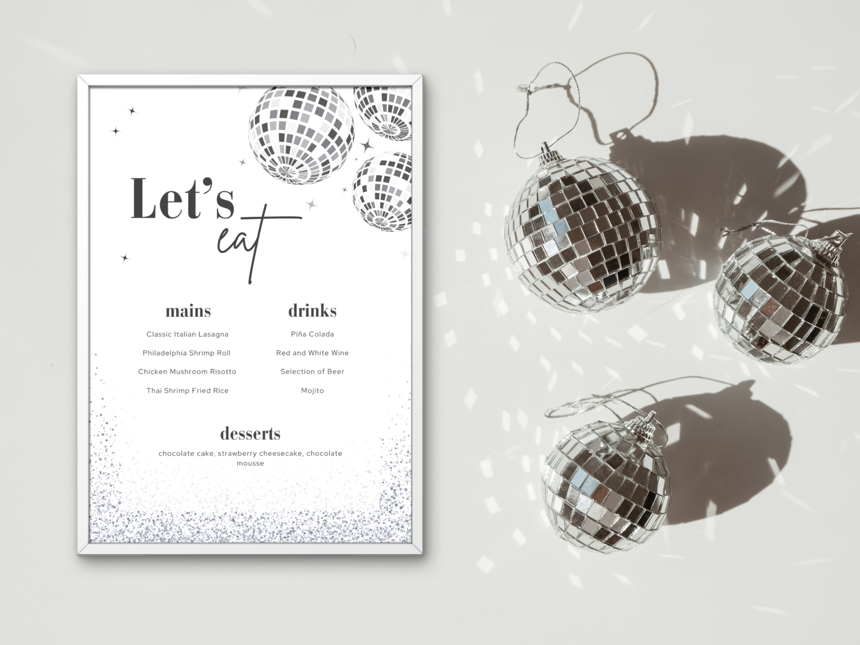 Disco Menu Template, Disco Menu Template, Disco Bridal Shower, 70s ...