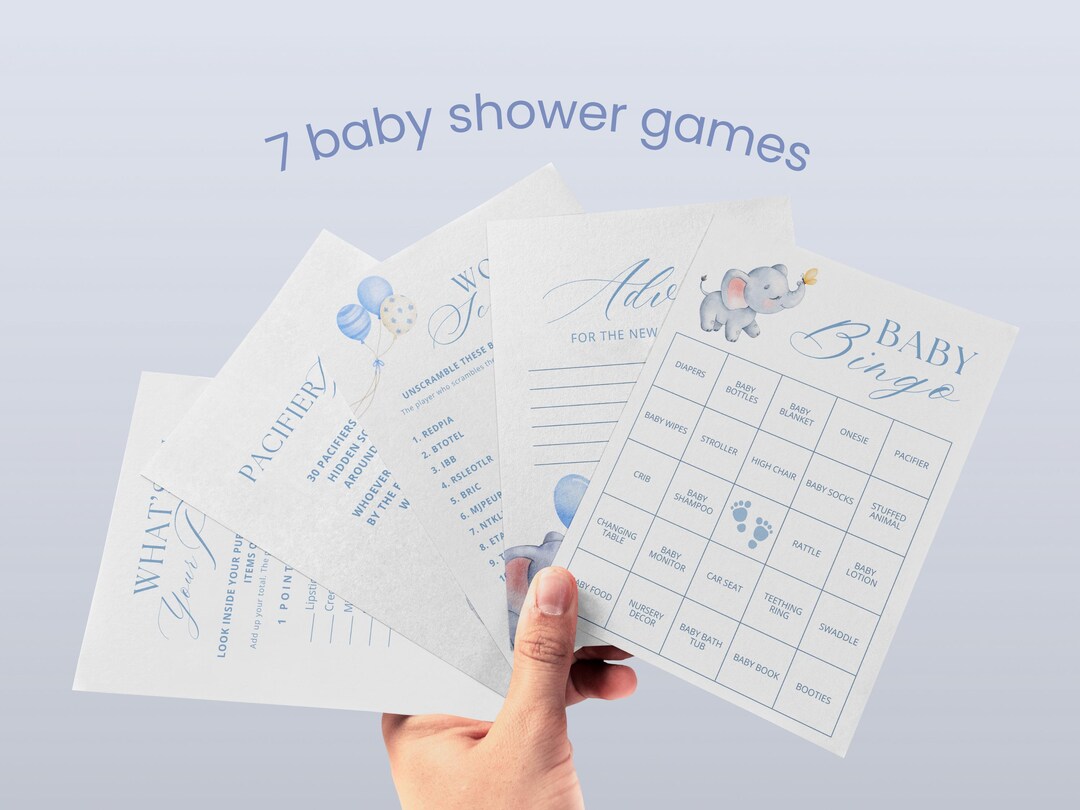 Baby Shower Games Bundle | Cute Elephant Baby Games , Boy and Girl Zoo ...