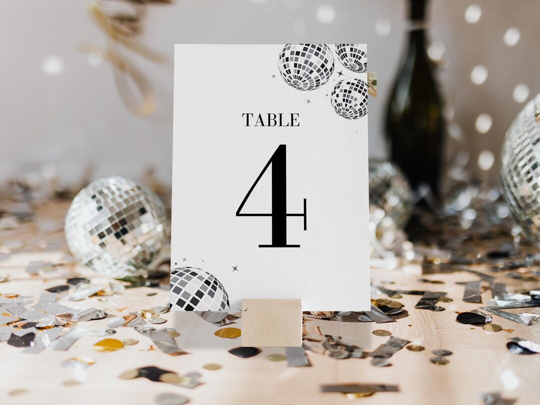 Disco Table Number | Disco Birthday Party & Bridal Shower Table Number ...