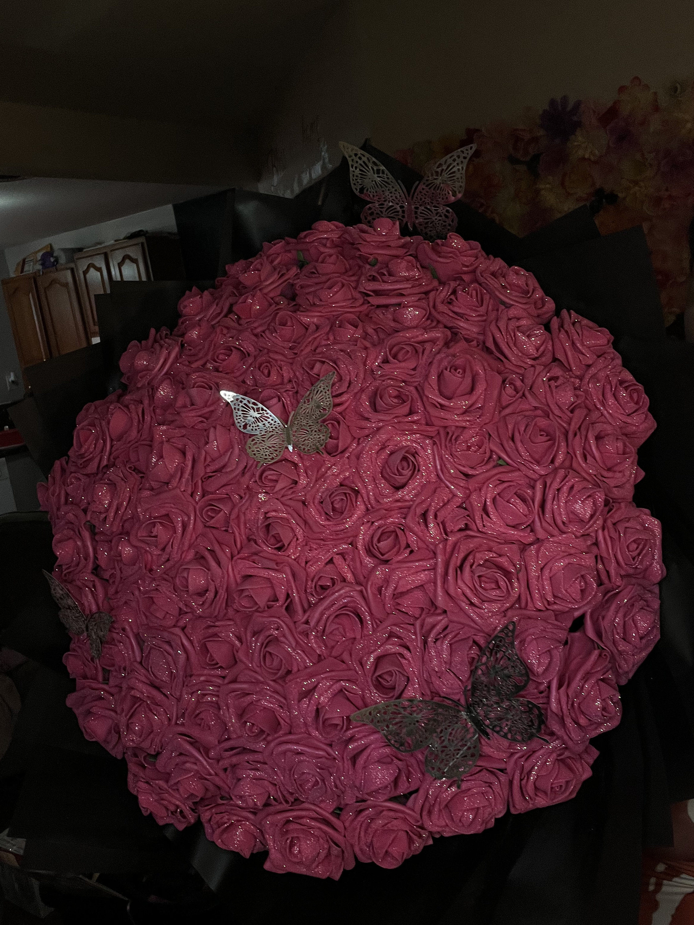 100 Pink Glitter Roses - Etsy