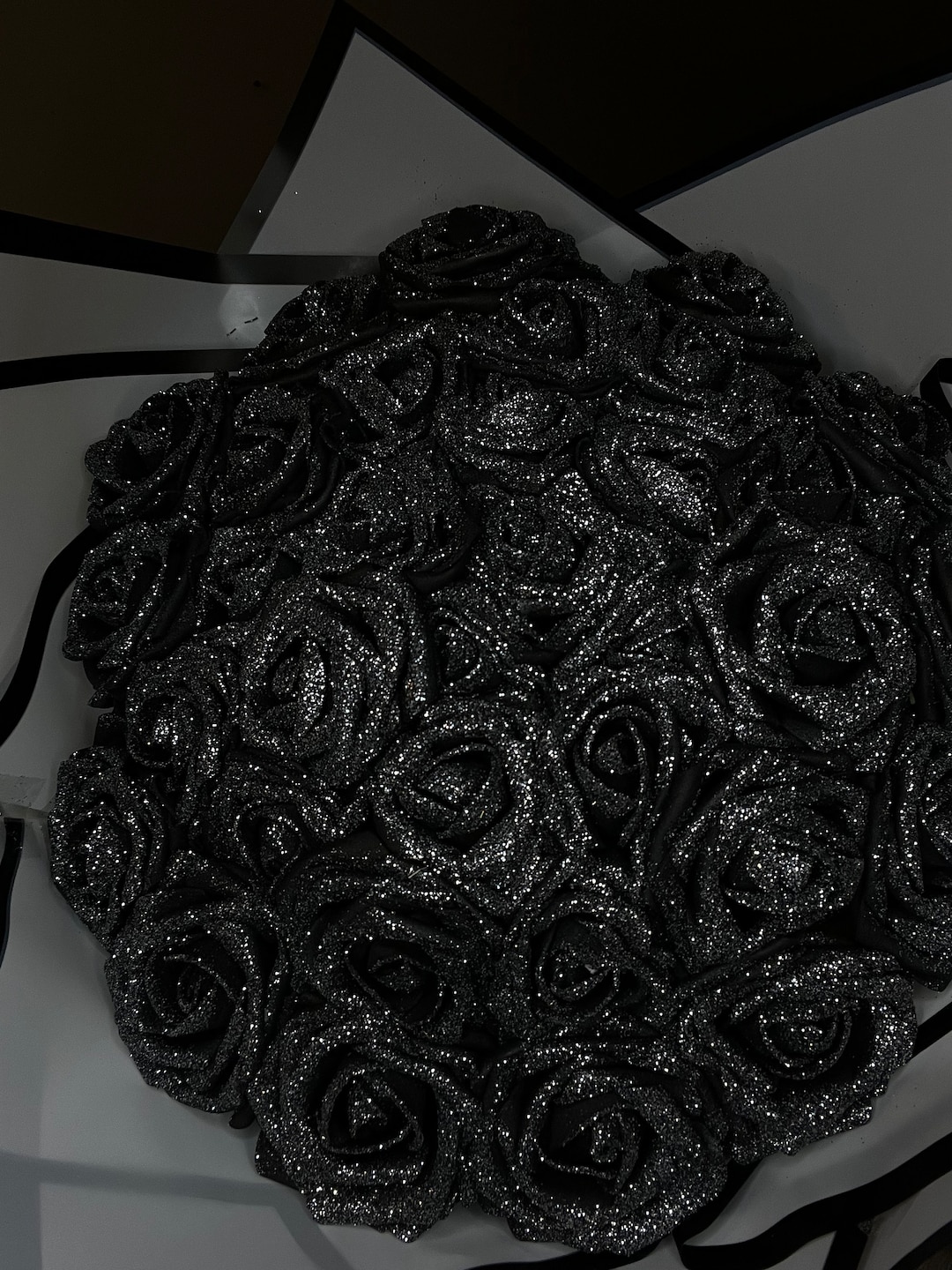 Black Glitter Rose Bouquet - Etsy