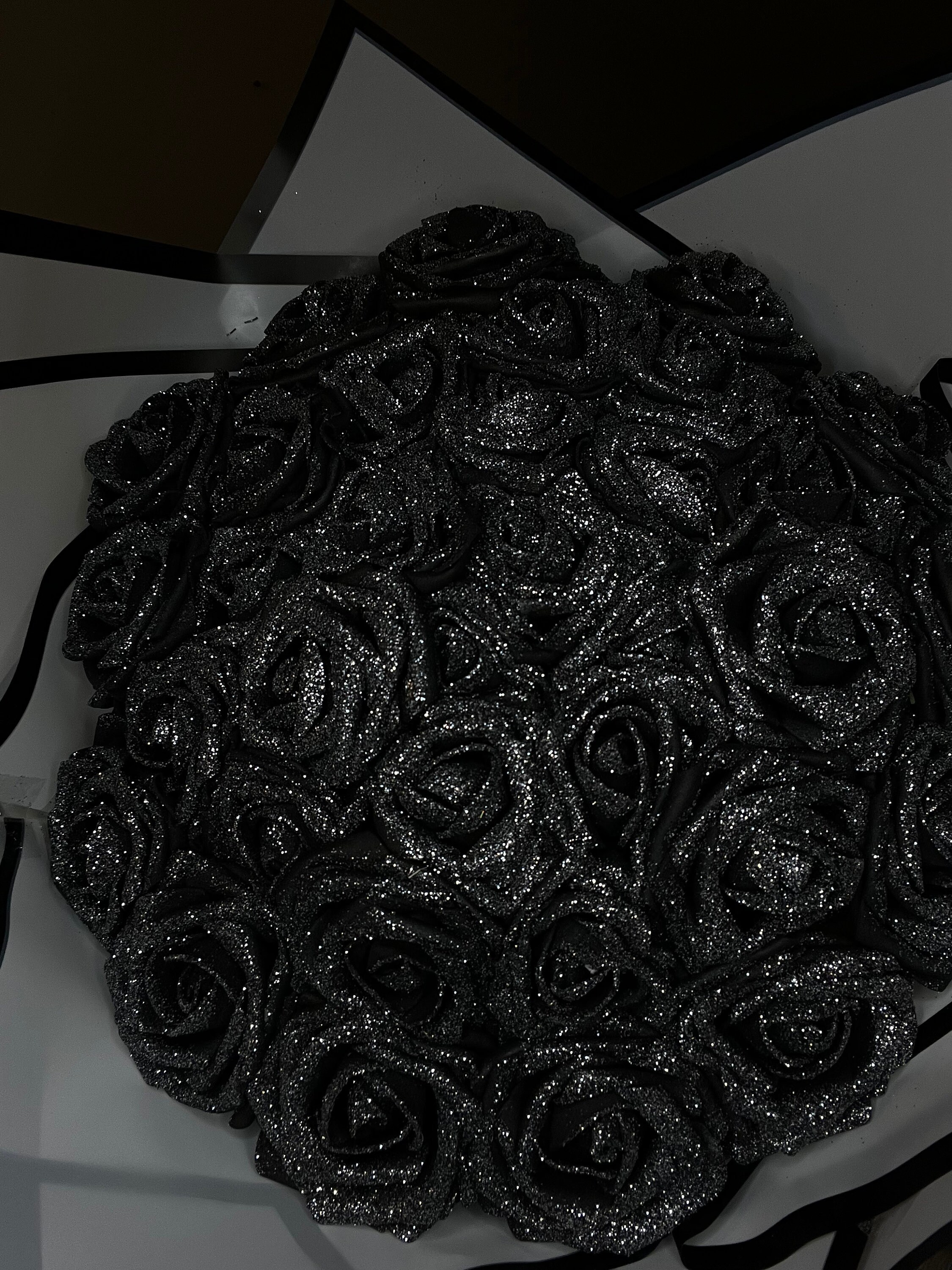 Black Glitter Rose Bouquet - Etsy