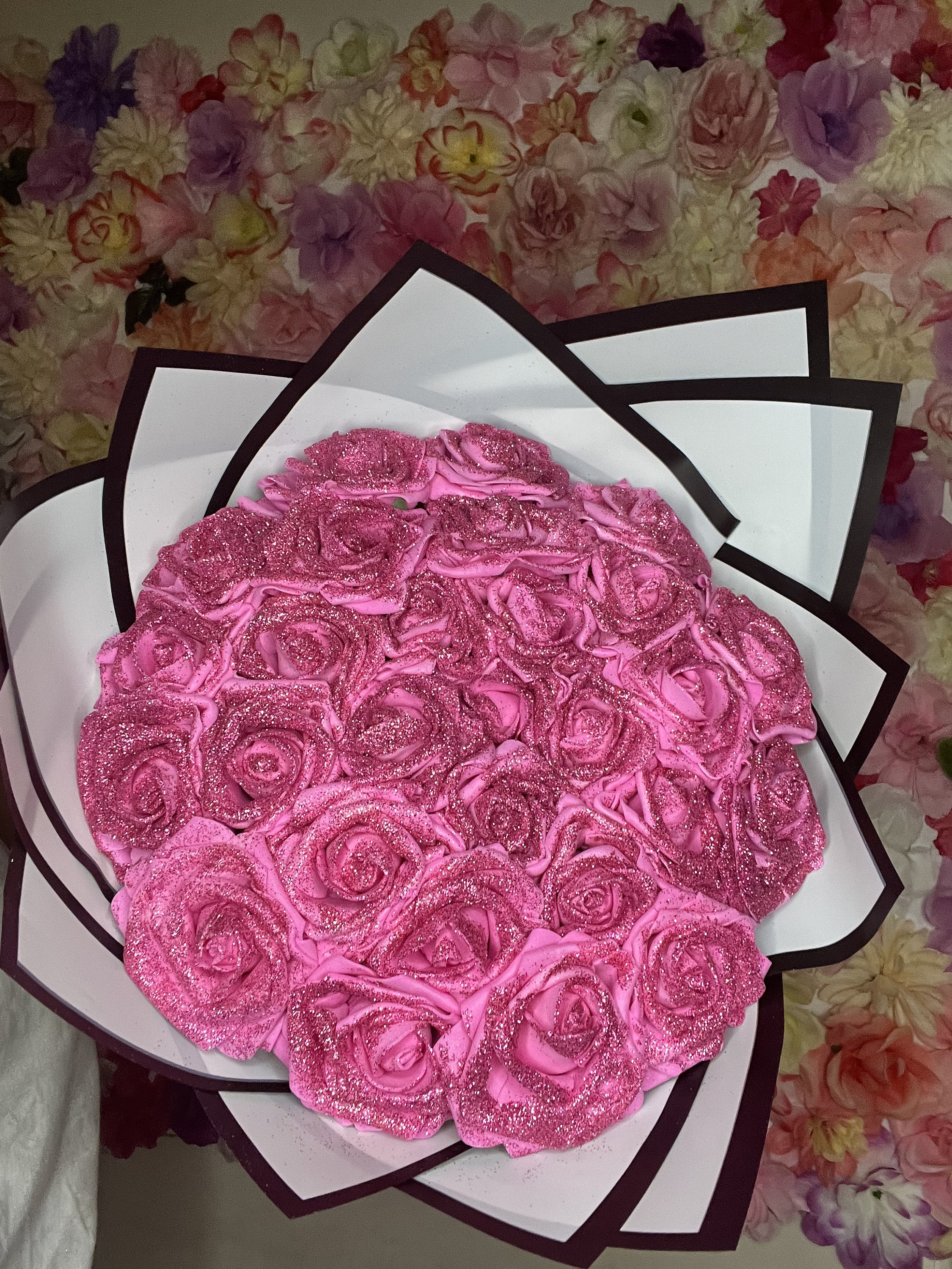 Pink Glitter Rose Bouquet - Etsy