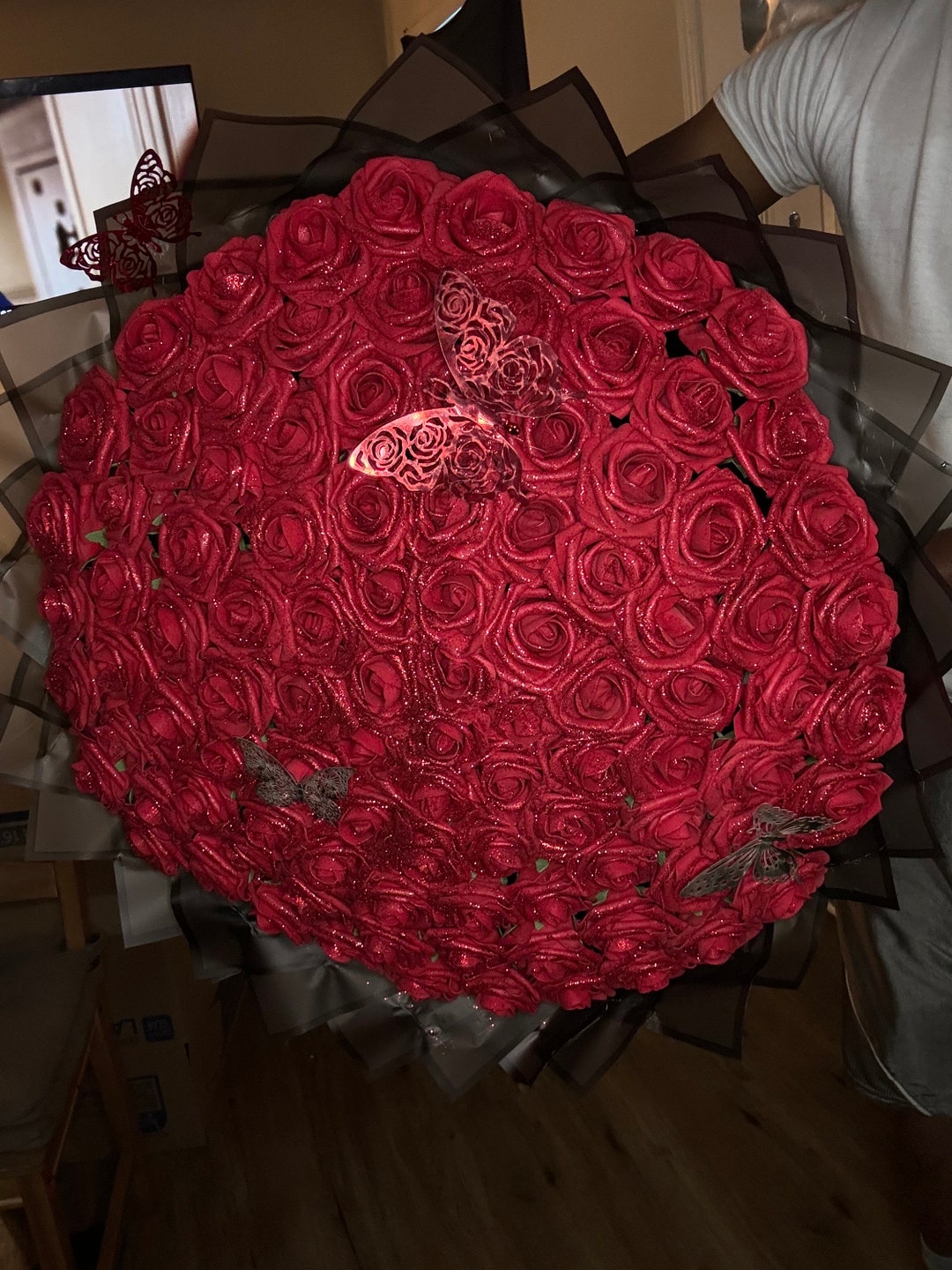 100 Red Glitter Rose - Etsy