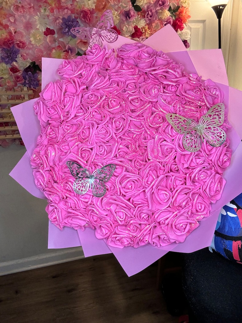 Pink Glitter Roses - Etsy