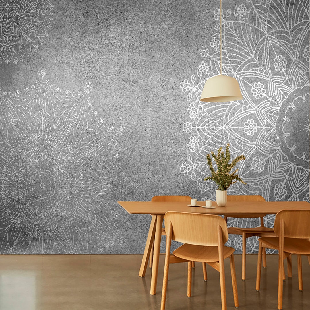 Meditation Space With Gray Yoga Wallpaper Mandala Wall Mural Flower Zen ...