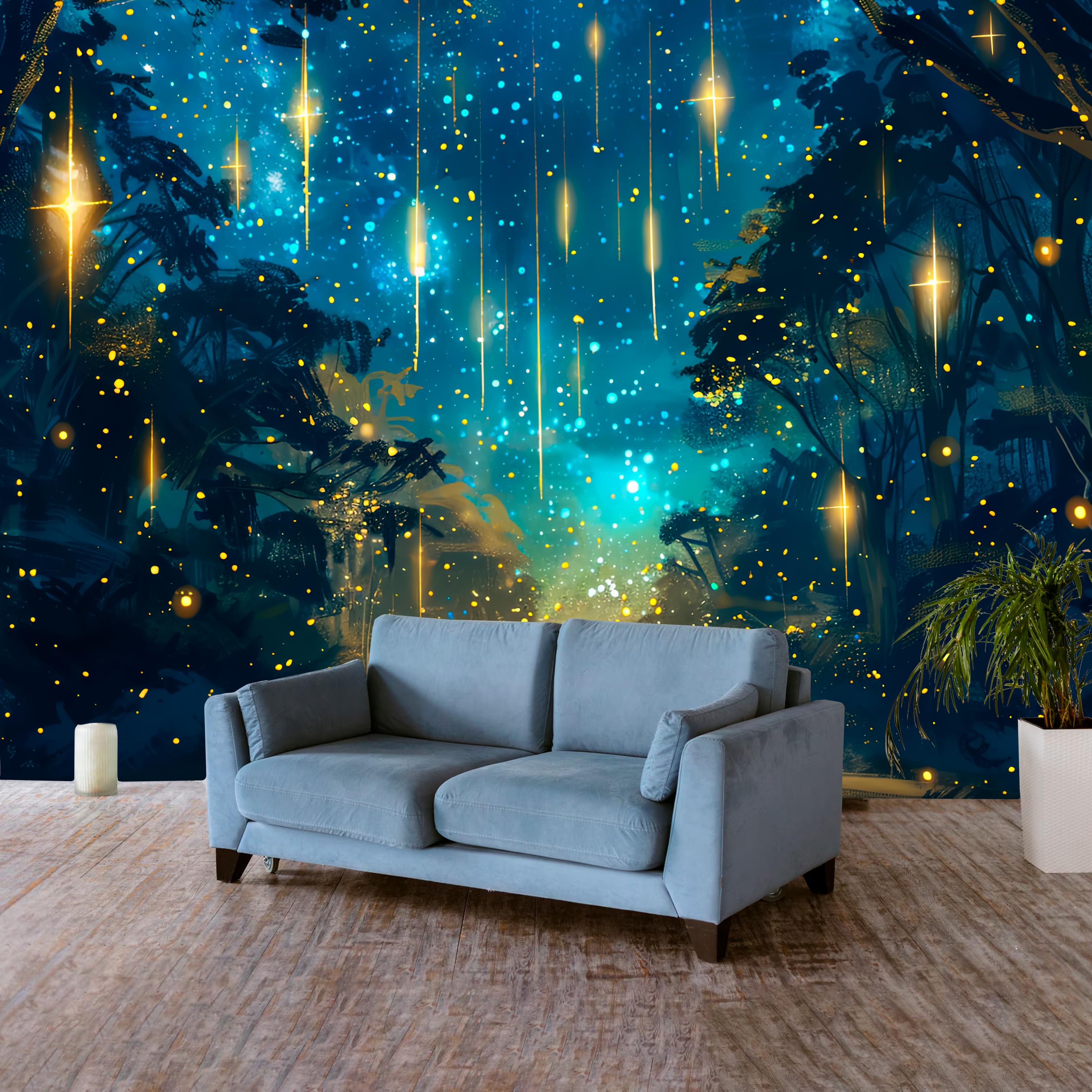 Shooting Star Wallpaper Magic Forest Wall Mural Fantasy Decal Fantastic ...