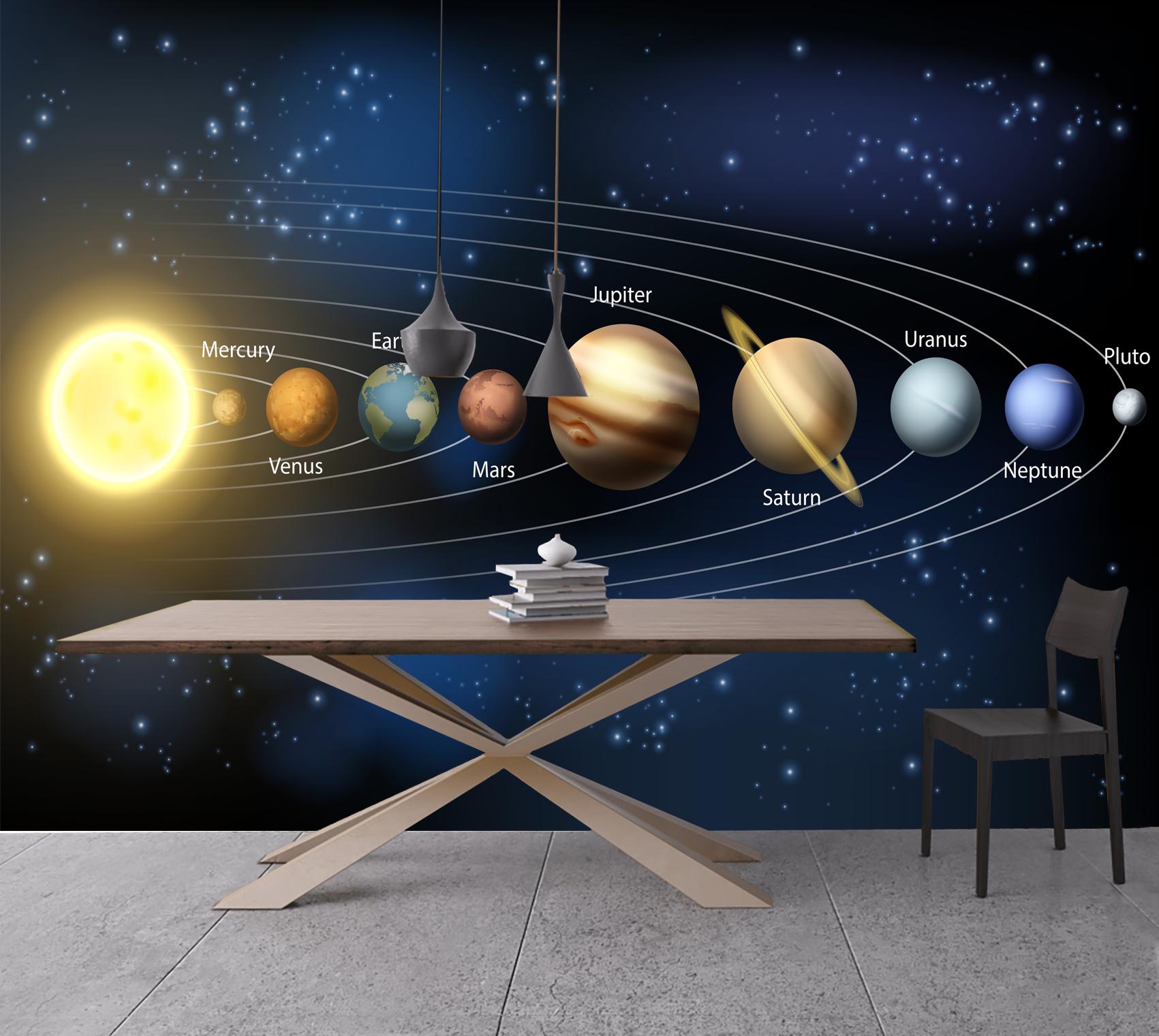 Solar System Wallpaper Planets Mural Space Galaxy Removable Decal ...