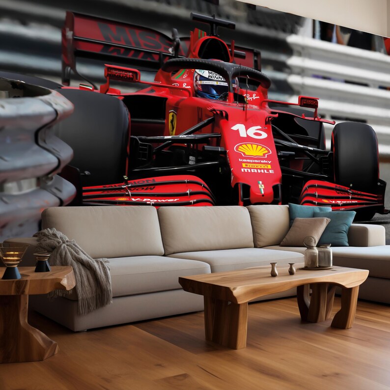 Formula 1 Racing Car Peel and Stick Wallpaper Red Car Wall Mural Sports ...