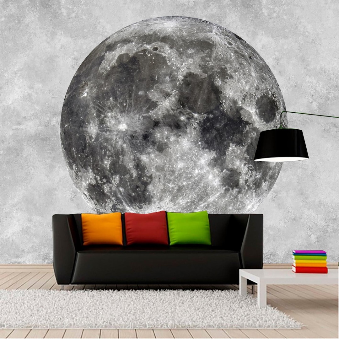 Moon Phases Wallpaper Nature Wall Mural Peel & Stick Black White Wall ...