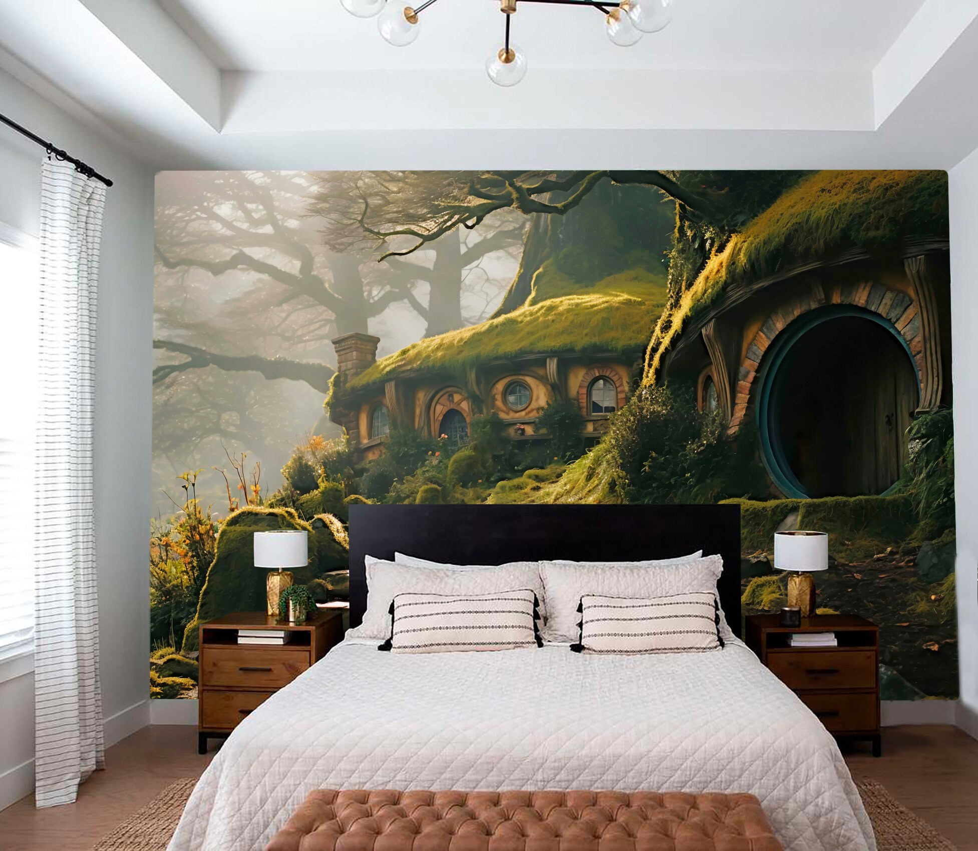 Hobbit House Wallpaper Kids Fantasy Nursery Accent Wall Decor Forest ...