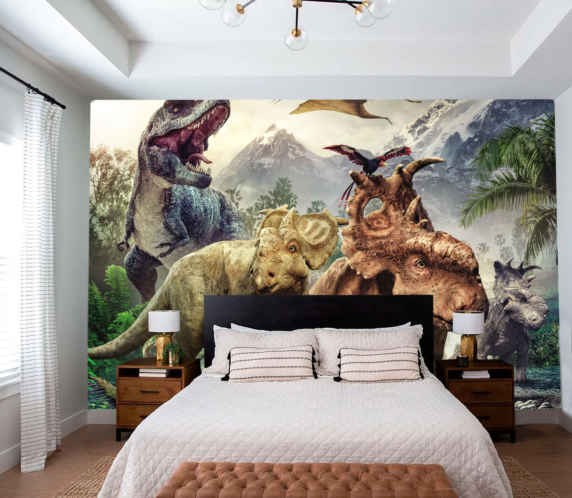 Dinosaur Wallpaper Jurassic Wall Mural Peel & Stick Dino Animal ...