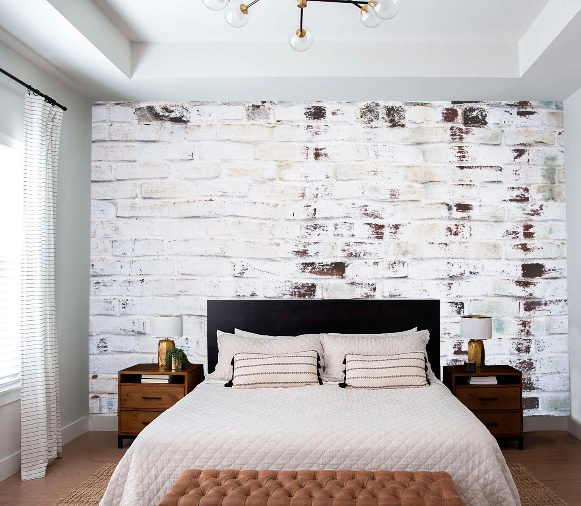 Light Brick Wallpaper Industrial Texture Wall Mural 3D Wall Art ...