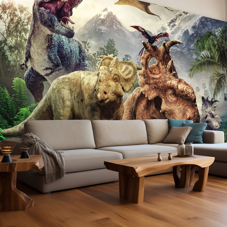 Dinosaur Wallpaper Jurassic Wall Mural Peel & Stick Dino Animal ...