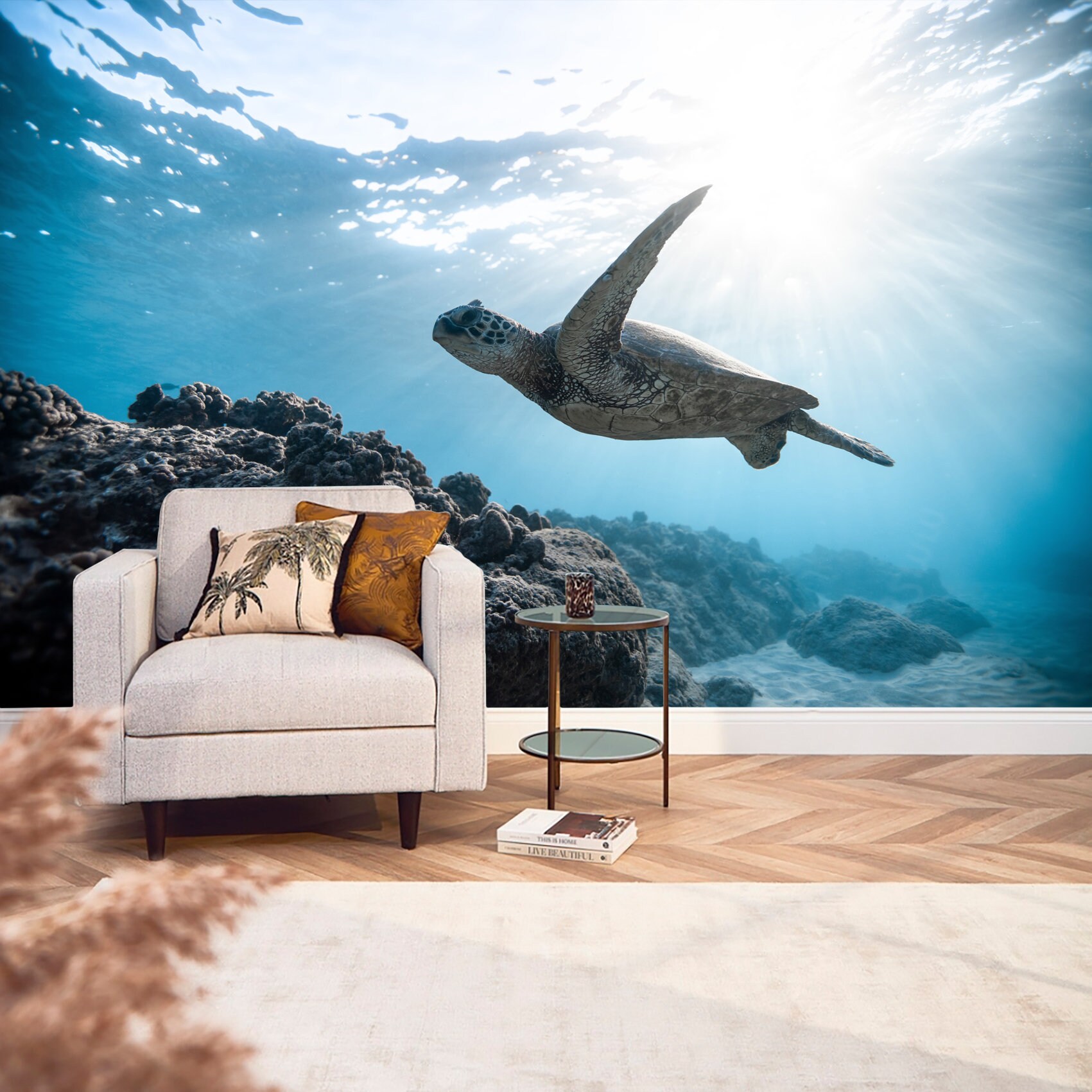 Turtle Wallpaper Mural Kids Bedroom Removable 3D Vinyl Wallpaper Peel ...