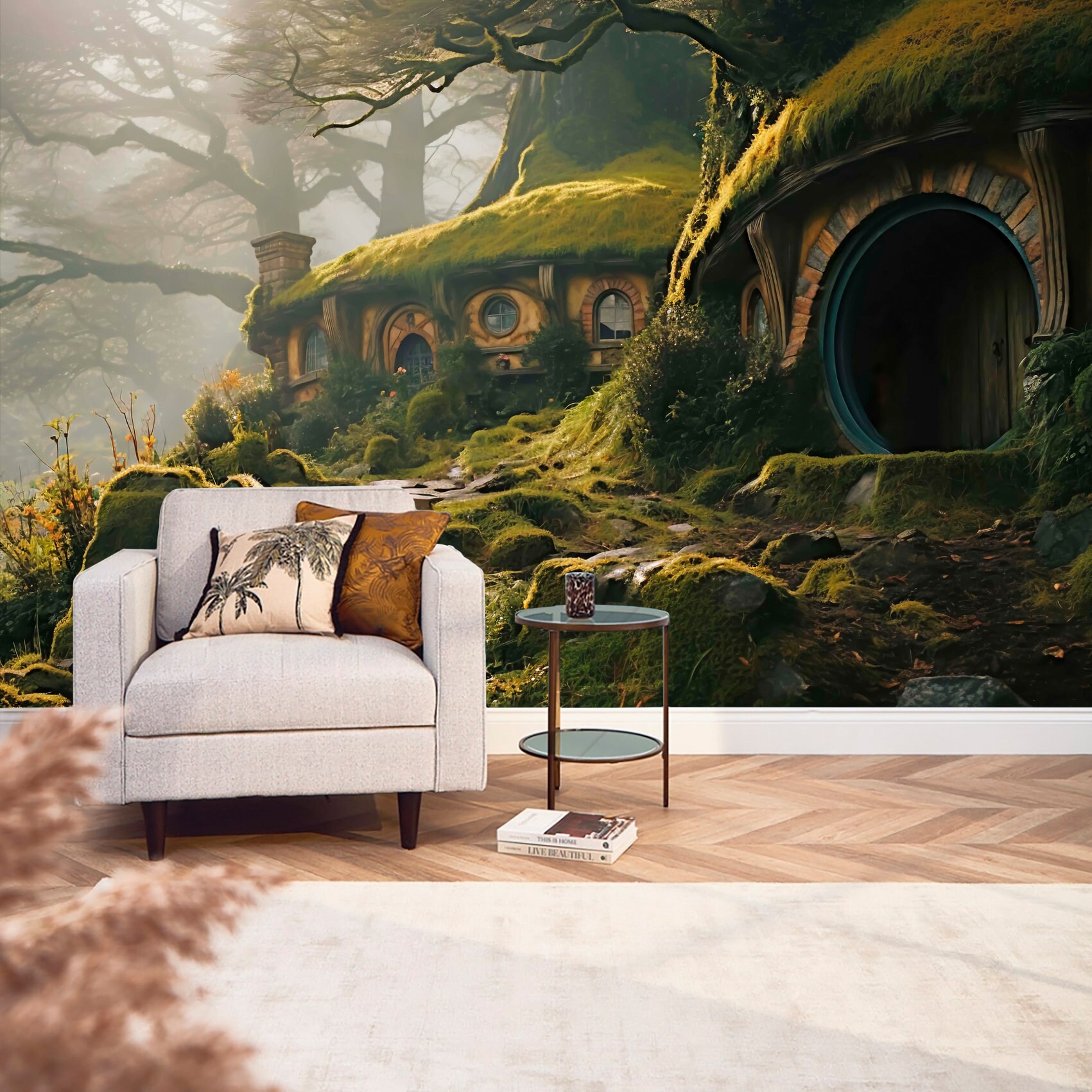 Hobbit House Wallpaper Kids Fantasy Nursery Accent Wall Decor Forest ...