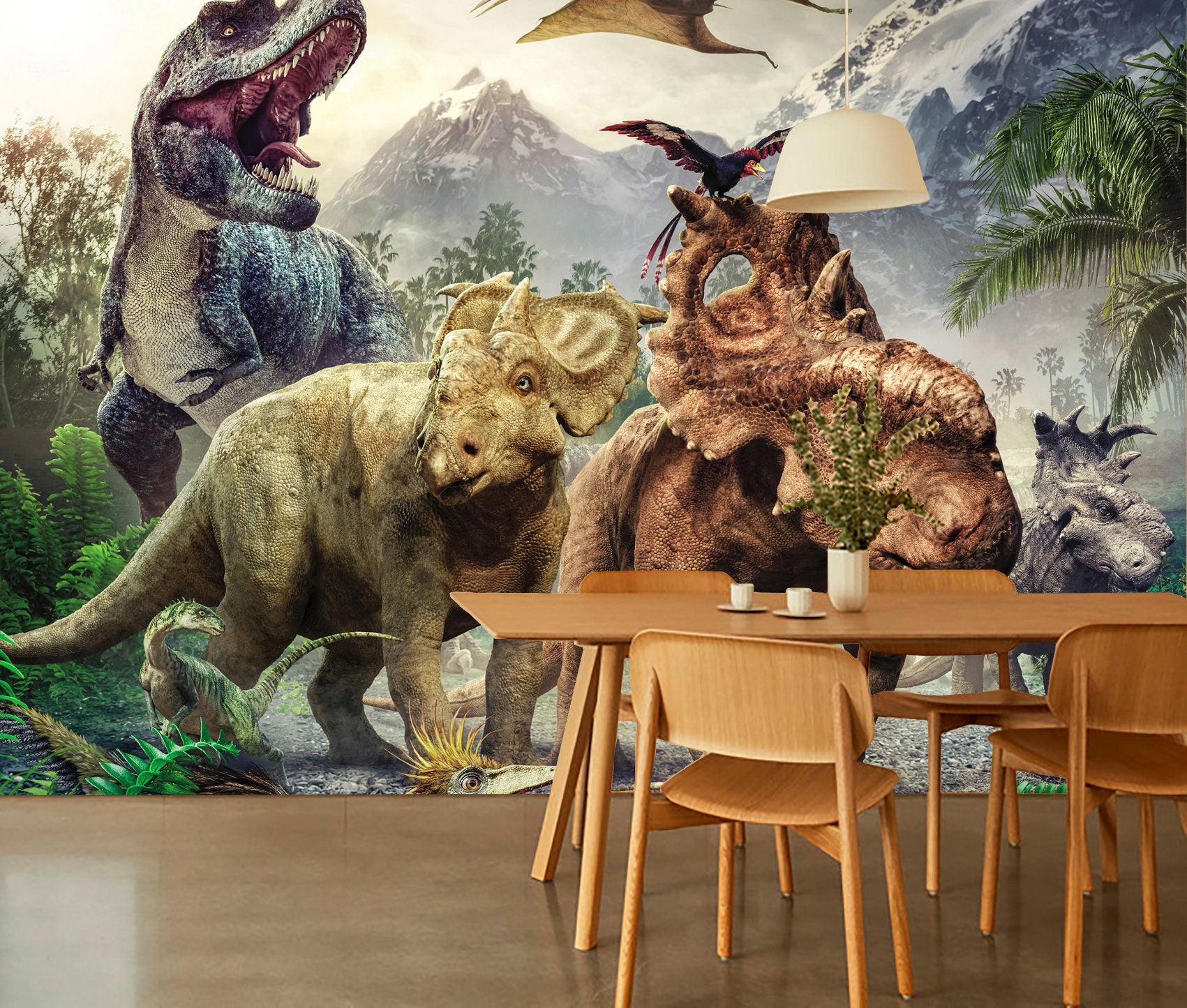 Dinosaur Wallpaper Jurassic Wall Mural Peel & Stick Dino Animal ...