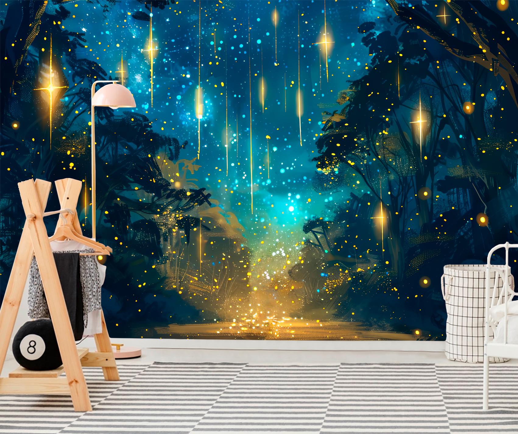 Shooting Star Wallpaper Magic Forest Wall Mural Fantasy Decal Fantastic ...