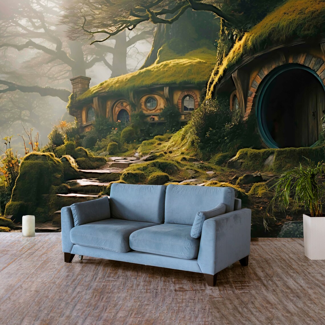 Hobbit House Wallpaper Kids Fantasy Nursery Accent Wall Decor Forest ...