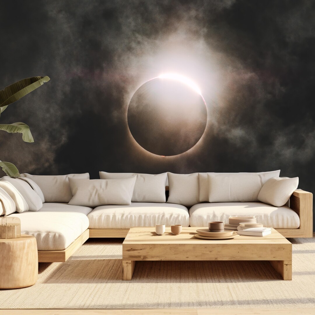 Solar Eclipse Wallpaper Moon Earth Mural Peel & Stick Astronomy Themed ...