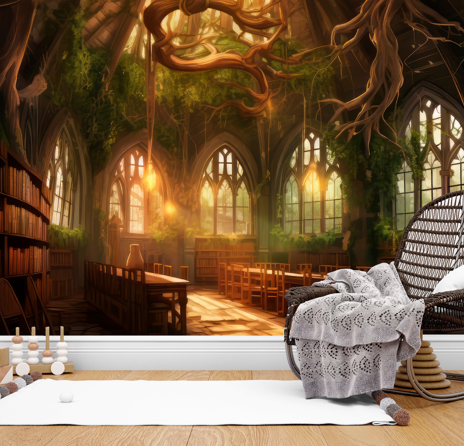 Wallpaper Kids Fantasy Wizard Castle Room Wall Mural Nursery Decal ...