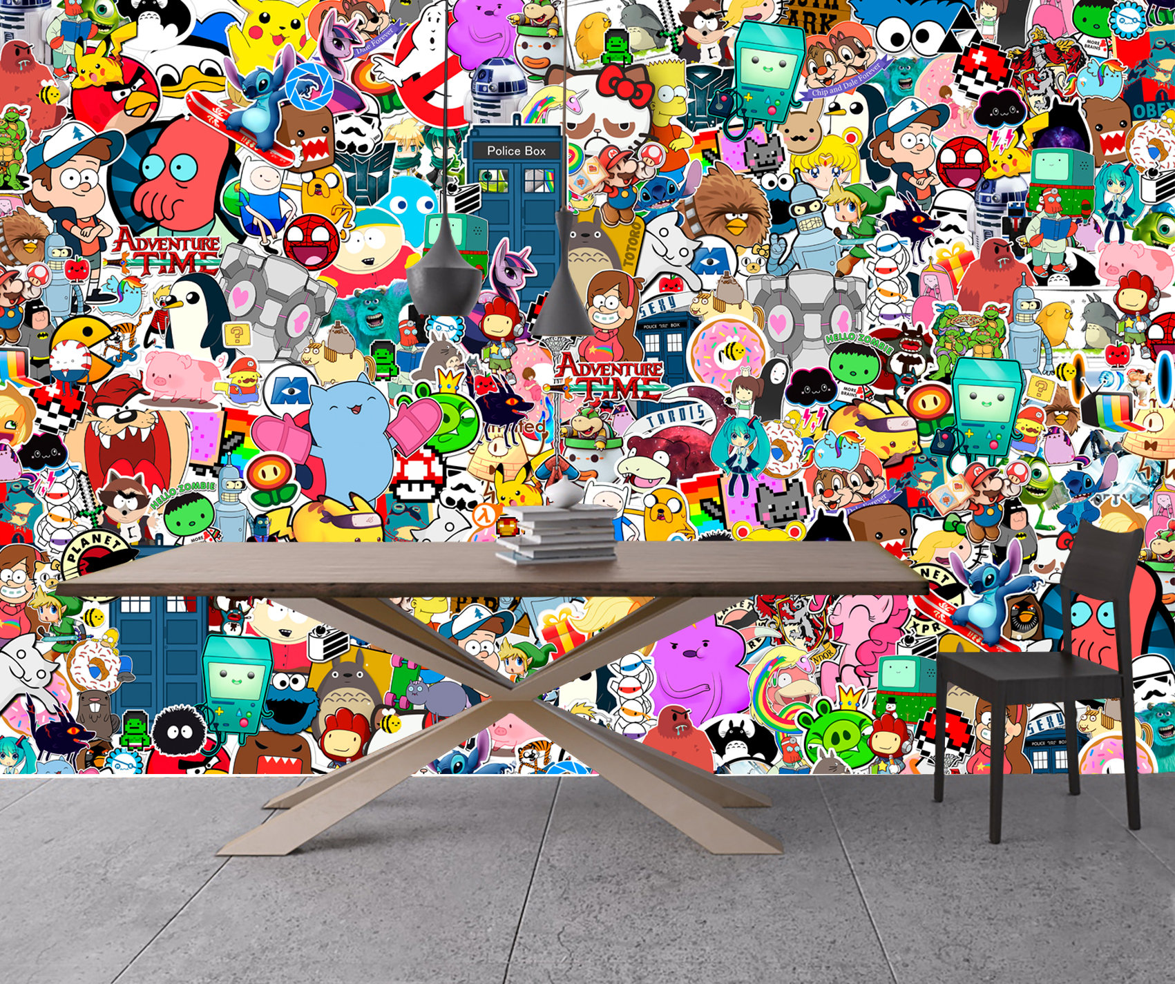 Cartoon Characters Wallpaper Colorful Wall Mural Pop Art Print Nursery ...