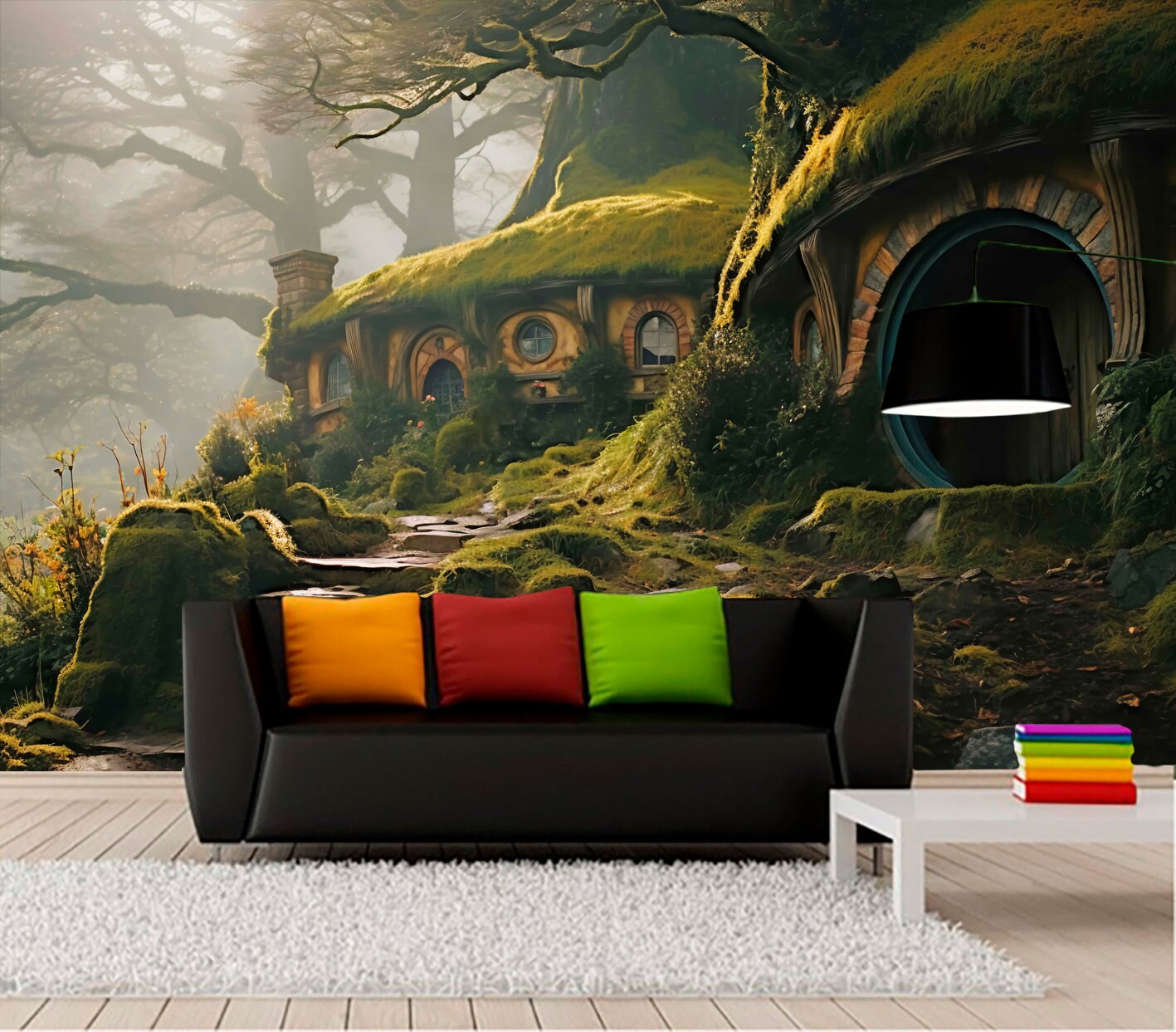 Hobbit House Wallpaper Kids Fantasy Nursery Accent Wall Decor Forest ...