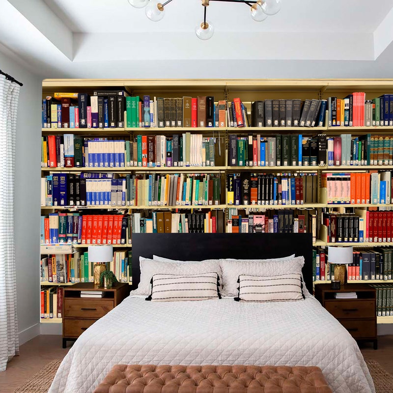 Bookshelf Wallpaper - Etsy