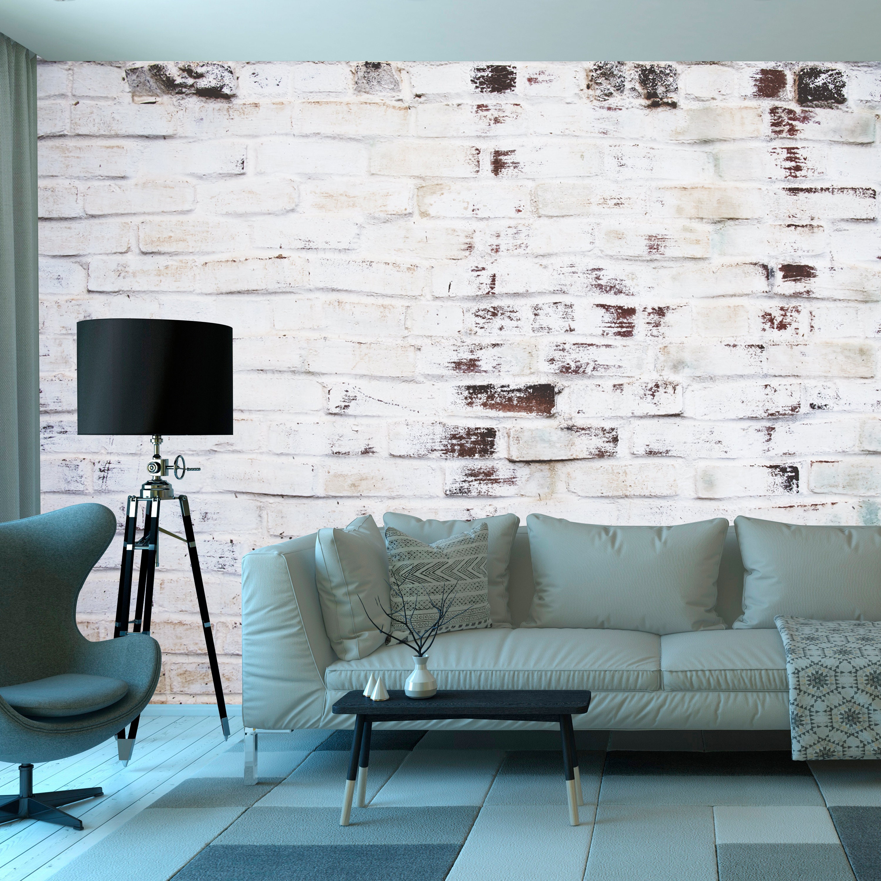 Light Brick Wallpaper Industrial Texture Wall Mural 3D Wall Art ...