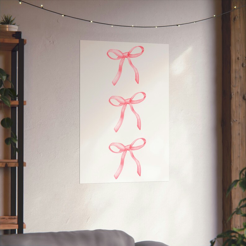 Pink Bow Poster Girly Wall Art Prints Coquette Decor (unframed) Wall ...