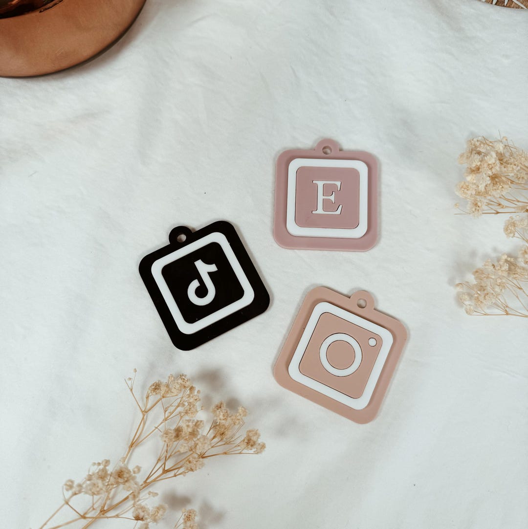 Acrylic Instagram Facebook Tik-tok Etsy Shopify Youtube Icons Tag ...