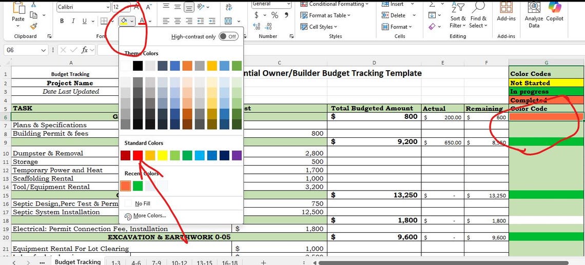 Residential Construction Budget Tracker | Excel Spreadsheet ...