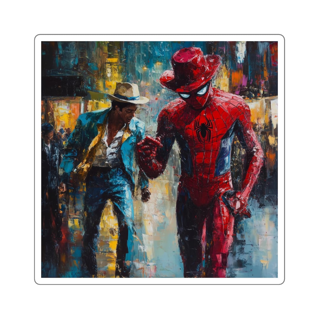 Spidey and Michael Jackson Square Sticker: Laptop and Journal Decor - Etsy