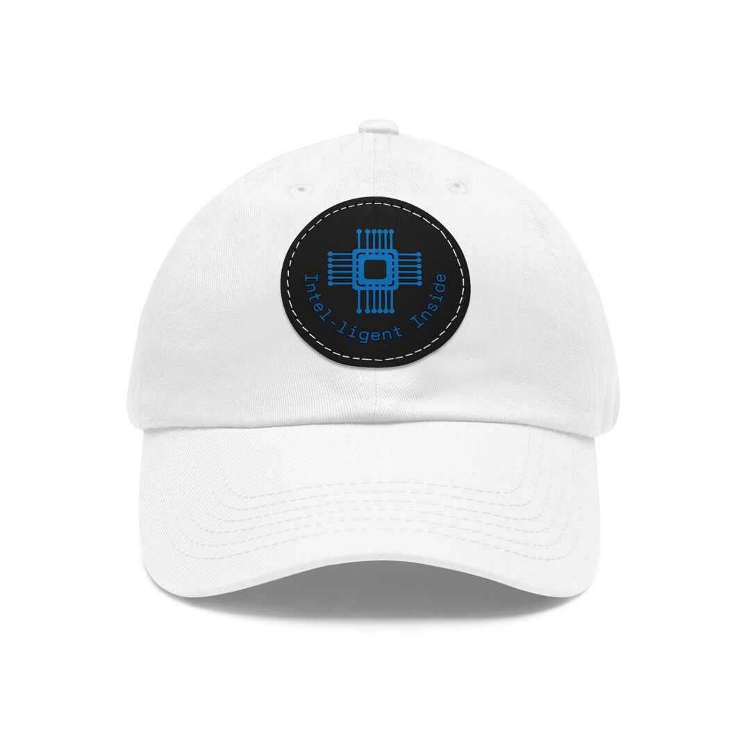 Funny Dad Hat, Intel Logo Parody, Leather Patch Baseball Cap - Etsy