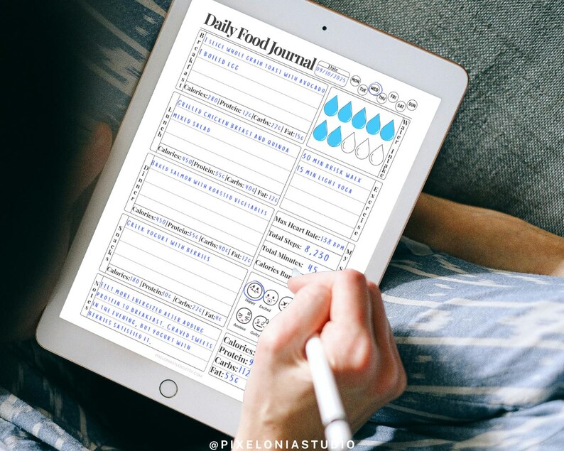Daily Food Journal Printable | Meal Planner & Food Tracker | Calorie ...