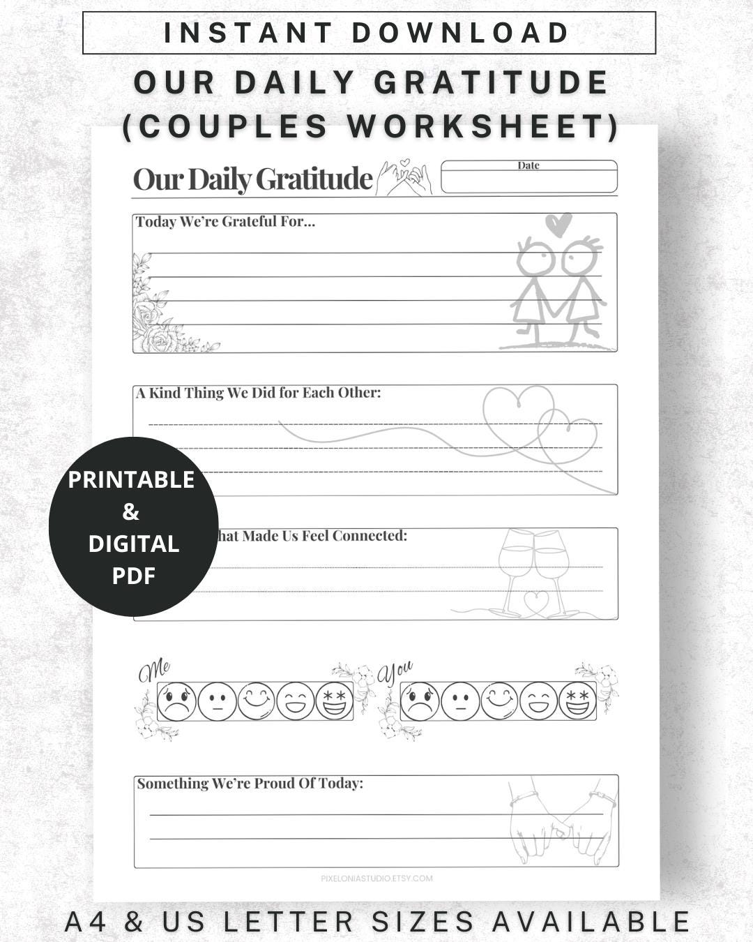 Couples Gratitude Journal Printable | Relationship Reflection ...