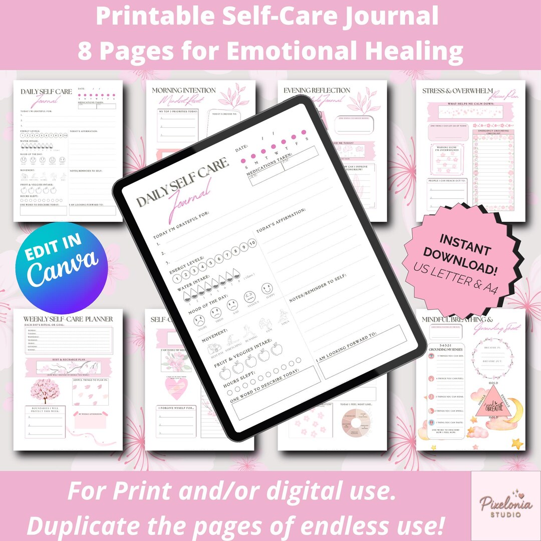 Self-care Journal Printable: Mindfulness & Stress Relief Workbook (PDF ...