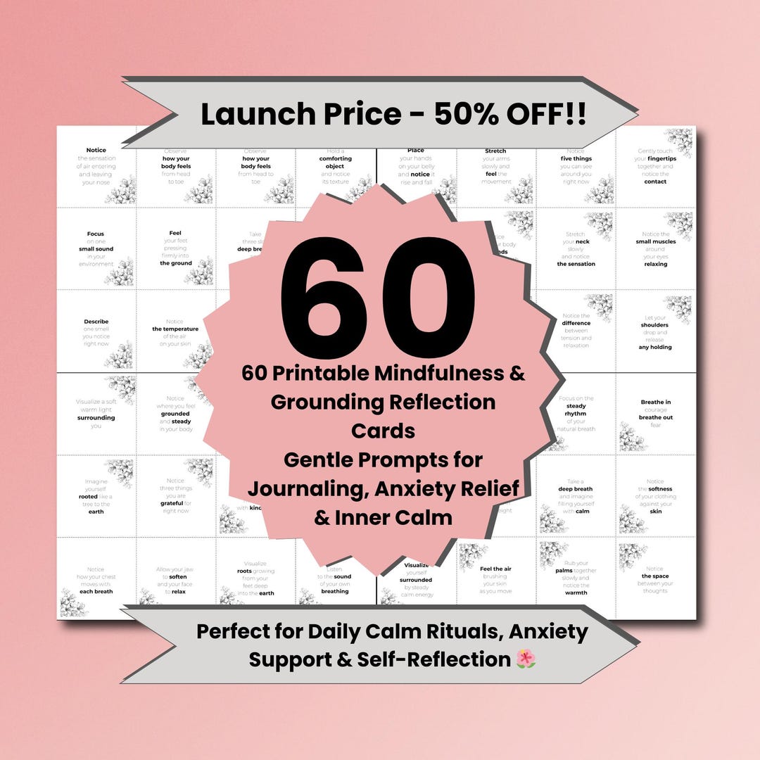 Printable Mindfulness & Grounding Prompts | 60 Reflection Cards for ...