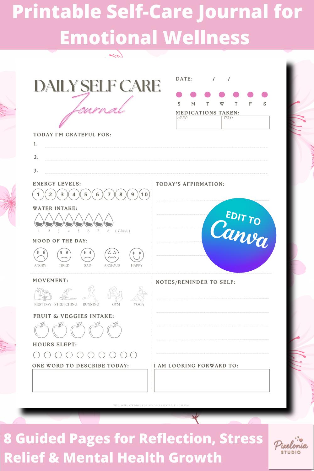 Self-care Journal Printable: Mindfulness & Stress Relief Workbook (PDF ...