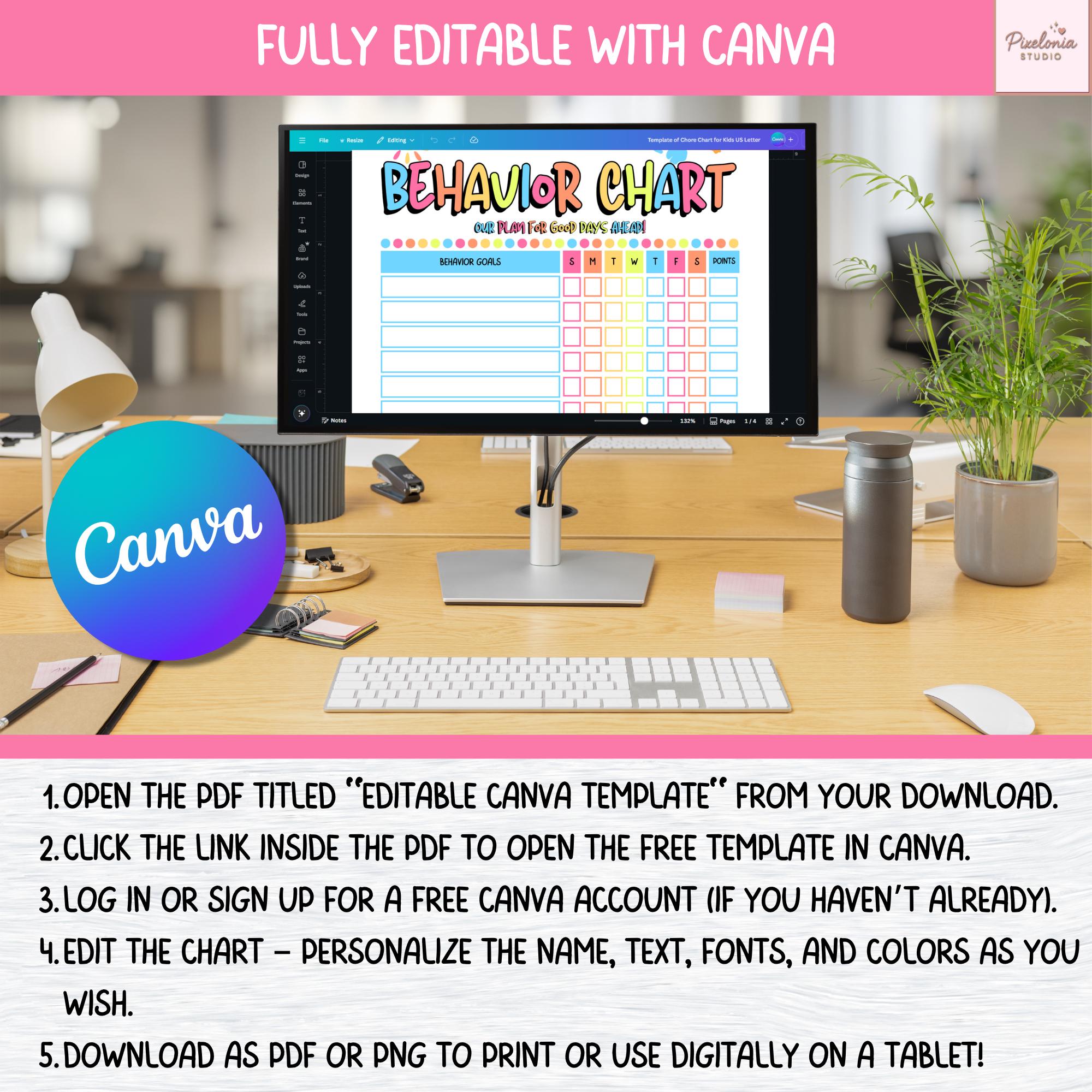 Editable Kids Behavior Chart: Responsibility Tracker, Consequences ...