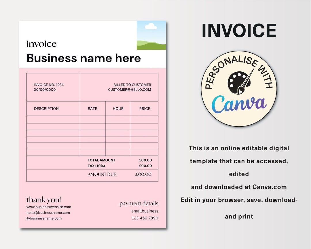Invoice Editable Template, Printable Order Form, Invoice, Pre-made ...