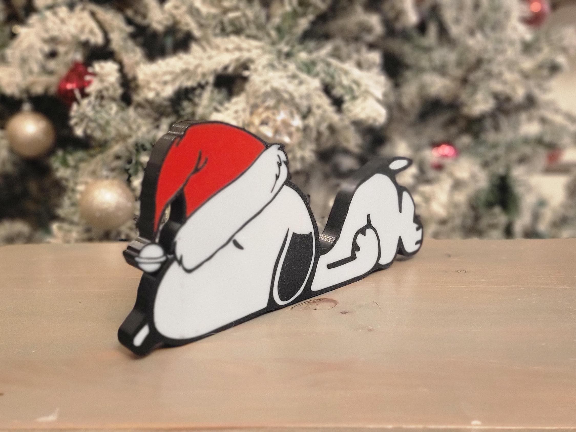 Snoopy With Santa's Hat Lying Down Sleeping 3D Desk Wall Christmas ...