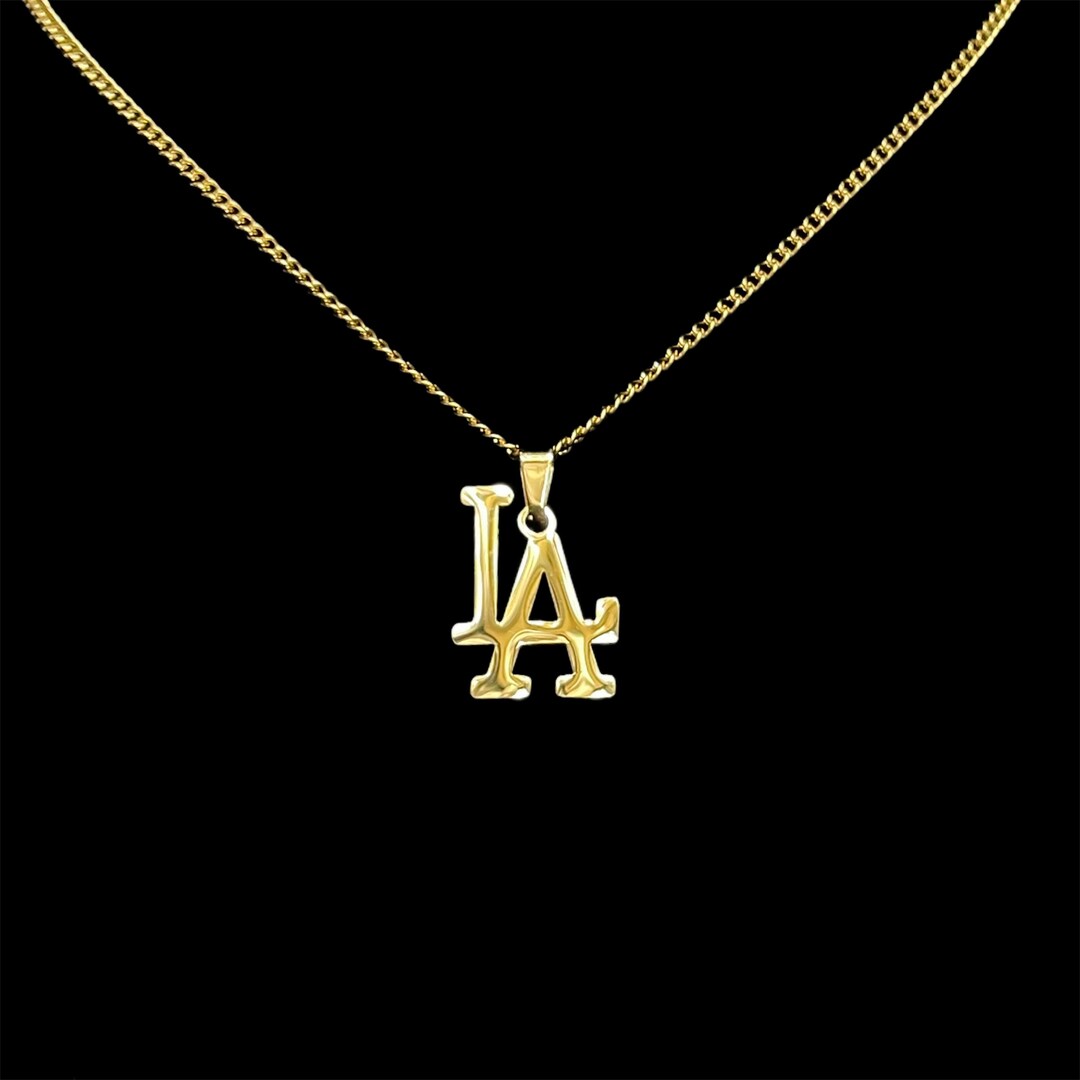 LA Los Angeles Pendant and Chain: Gold Finish - Etsy