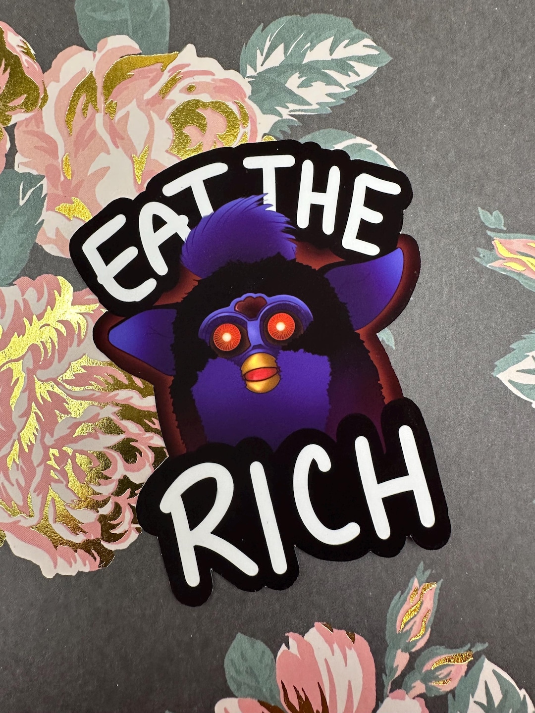 Furby EAT THE RICH Sticker - Etsy